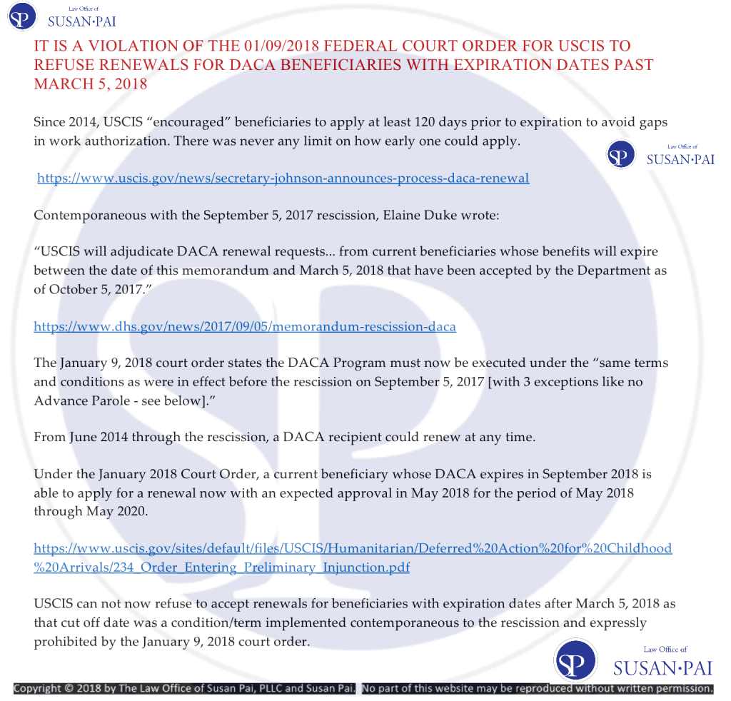 DACA Applications & Renewals Post March 5, 2018 | Free CLE Guide